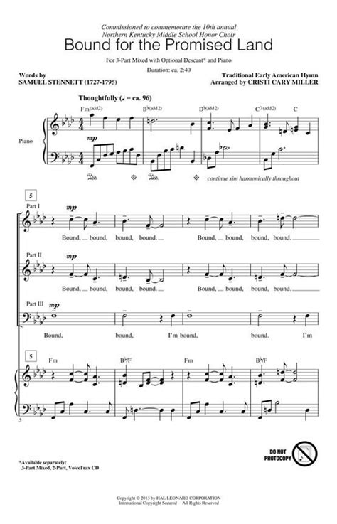 Bound For The Promised Land By Cristi Cary Miller Mixed Choir Sheet Music