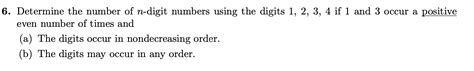 Solved 2 6 Determine The Number Of N Digit Numbers Using