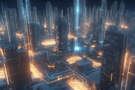 Premium Ai Image A Futuristic Cityscape With Advanced Artificial