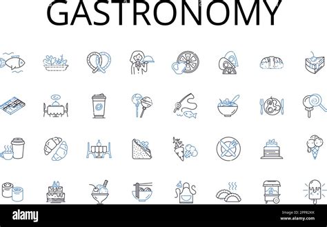 Gastronomy Line Icons Collection Culinarian Cuisine Epicurean