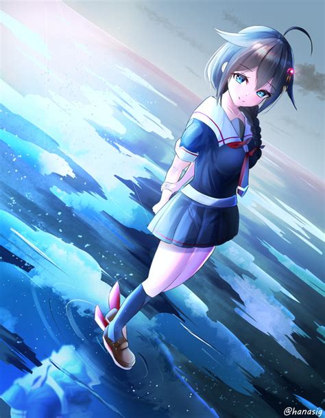 Safebooru 1girl Absurdres Ahoge Arms Behind Back Black Hair Black