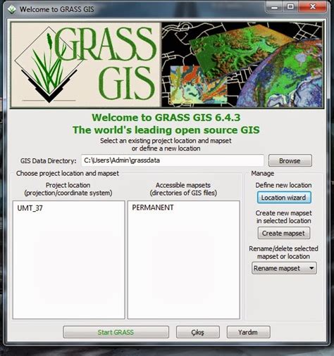 grass gis uygulamaları 1 lokasyon mapset hazırlama tabula rasa