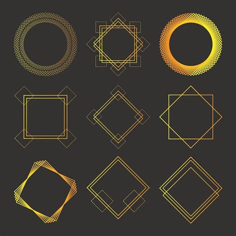 Premium Vector Golden Line Frame Set Vector