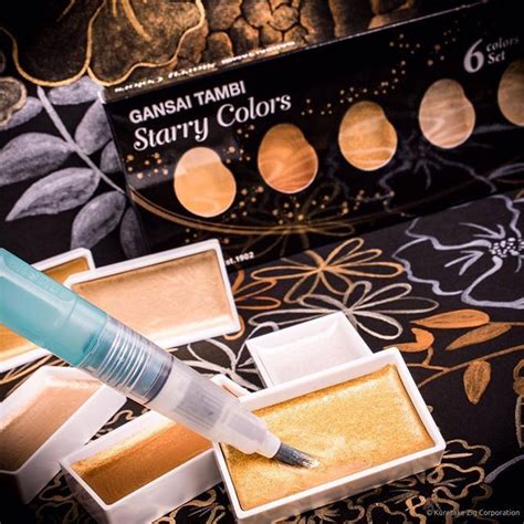 Kuretake Gansai Tambi Watercolor Set STARRY COLORS Gold Metallic Colors Kuretake Gansai