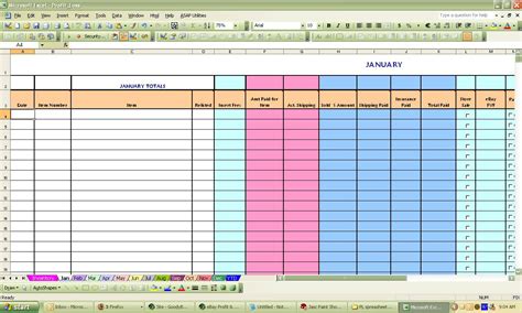 Ebay Spreadsheet In Ebay Profit Loss Excel Spreadsheet — Db