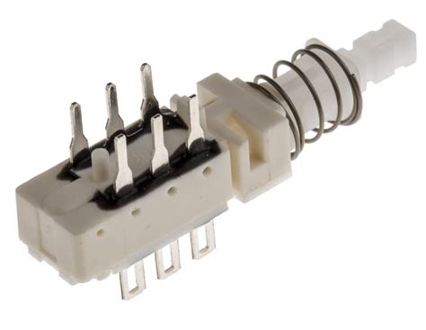 F U EE C K C K Push Button Switch Latching Through Hole DPDT V Dc V Ac