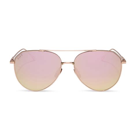 Dash Aviator Sunglasses Rose Gold And Cherry Blossom Mirror Polarized