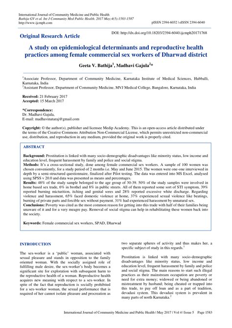 Pdf A Study On Epidemiological Determinants And Reproductive Health