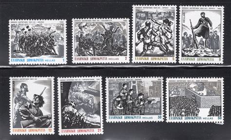 Greece 1982 Set Of 8 Resistance Movement Scott 1436 1443 Mnh Value