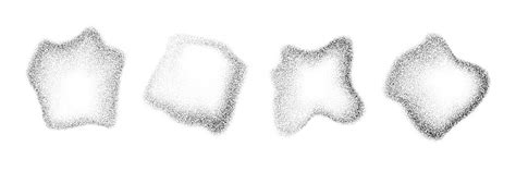 유체 점선 그라디언트 드롭 모양 블랙 점묘 액체 개체 세트 거친 스프레이 반점과 얼룩 소음이 튀고 튄 것이 형성됩니다 모래 가루 질감을 녹입니다 벡터 페이드 하프톤 요소 0