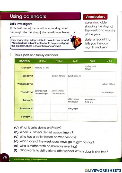 Reading Timetable Interactive Worksheet Live Worksheets