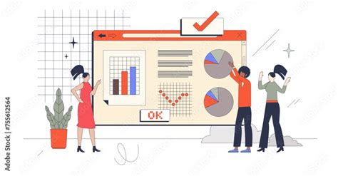 Data Visualization As Showing Information In Charts Retro Tiny Person