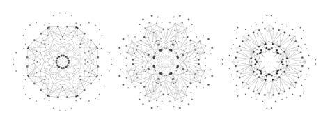Set Of Colorful Bright Lattice Shape Molecular Vector Image