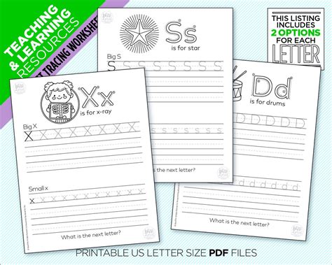Printable Alphabet Tracing Worksheet From A To Z 2 Etsy