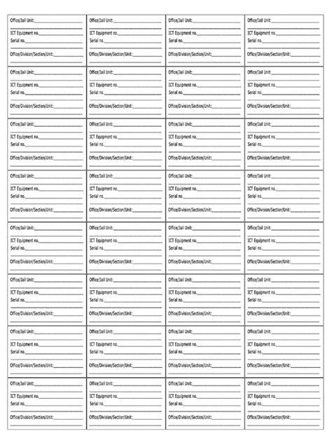 Ict Equipment Control Number Sticker A4 Size Pdf
