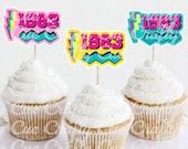 1983 Cupcake Toppers 40th Birthday Party Cupcake Toppers 40th Birthday