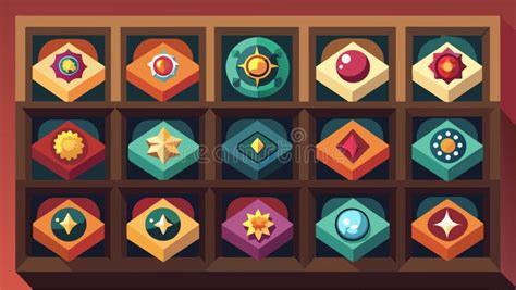 Small Compartments Filled With Glittering Brooches Each One A Unique