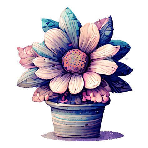 Cute Shabby Chic Flowers In A Flower Pot · Creative Fabrica