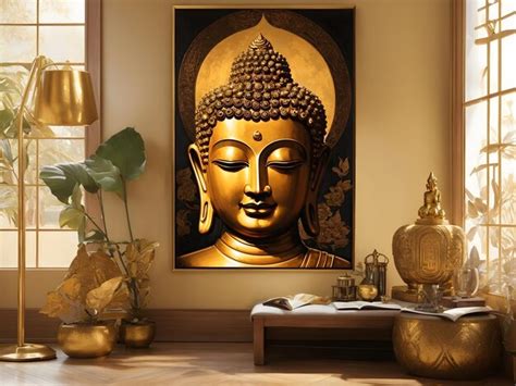 Premium Ai Image Gilded Serenity Poster Featuring Golden Buddha Art