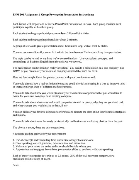 Assignment 1instructions Enm 301michael Bell Enm 301 Assignment 1