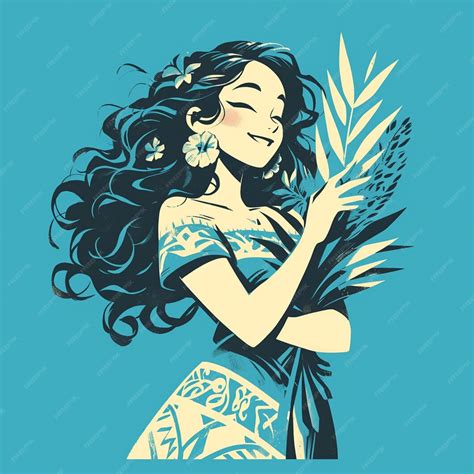 Premium Vector Micronesian Woman In Traditional Micronesian Dress On