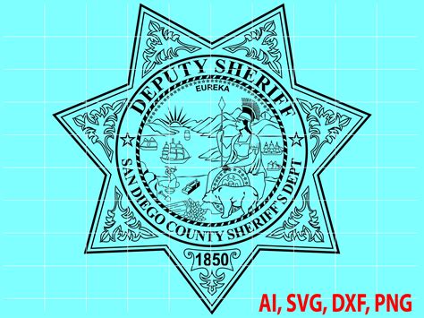 San Diego County Deputy Sheriff Badge Logo Seal Custom Ai Etsy