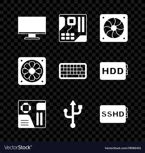 Set Computer Monitor Screen Motherboard Digital Vector Image