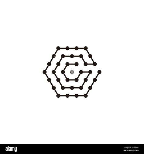 letter c hexagon molecules rounded geometric symbol simple logo vector