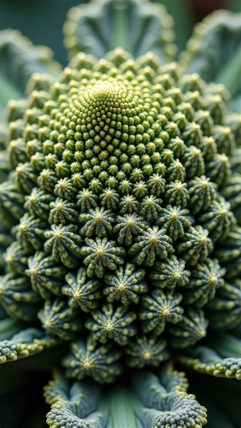 Close Up Of Romanesco Broccoli With Fractal Patterns In Natural Light