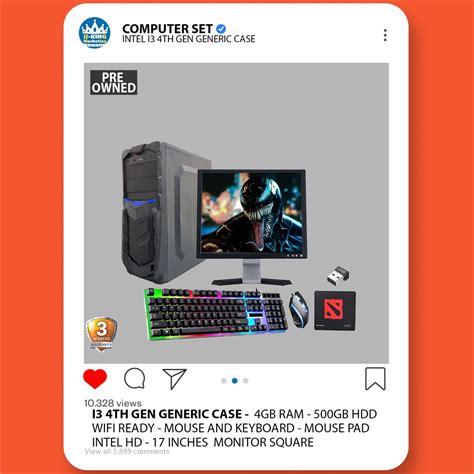 I3 4th Gen Computer Set Recase 4gb Ram 500gb Hdd Wifi Ready Mouse And Keyboard