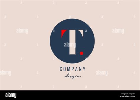 Red Dot T Letter Alphabet Logo Icon Design With Blue Circle For Company