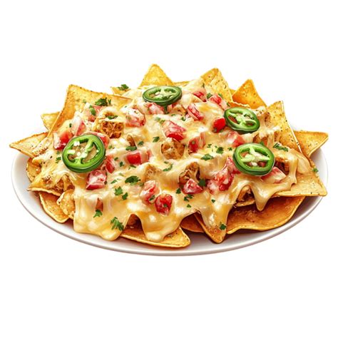 Plate Of Loaded Nachos With Cheese And Toppings 54655622 Png