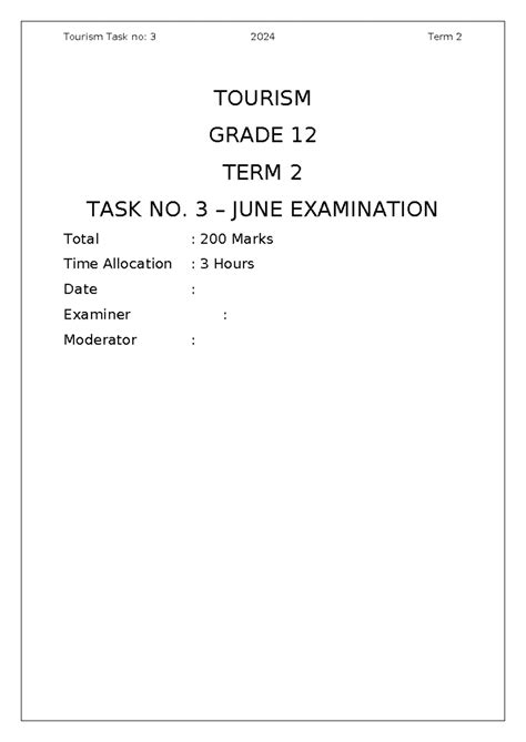 Tourism PAT Gr Teacher Guidelines Ecdoe TOURISM PRACTICAL ASSESSMENT TASK TEACHER