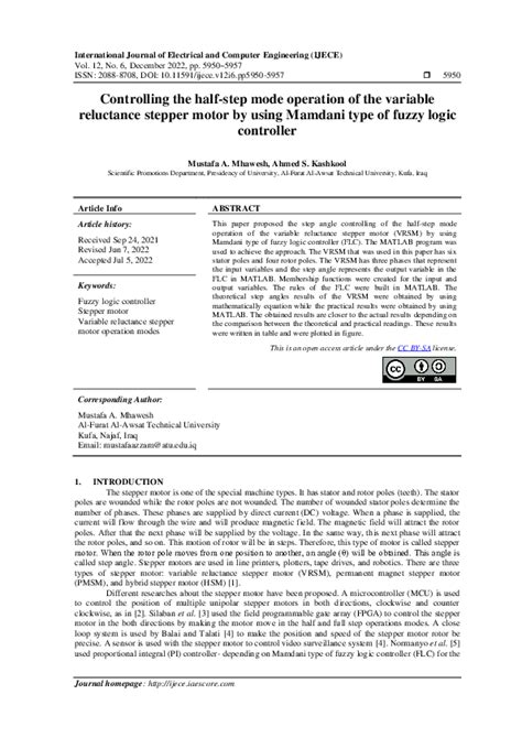 Pdf Controlling The Half Step Mode Operation Of The Variable