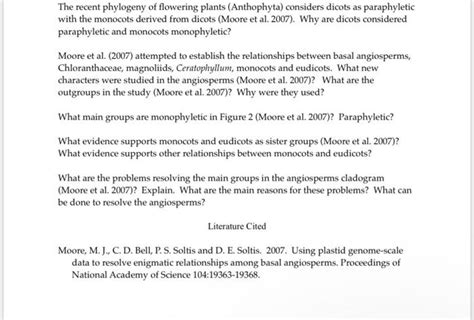 The Recent Phylogeny Of Flowering Plants Anthophyta