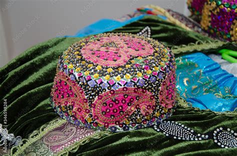 Tradional Azerbaijani souveniers hats and knitted clothing sold . They ...