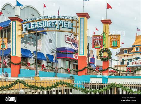 Galveston Pleasure Pier And Seawall Urban Park On Seawall Boulevard