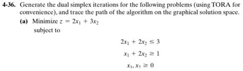 1 36 Generate The Dual Simplex Iterations For The