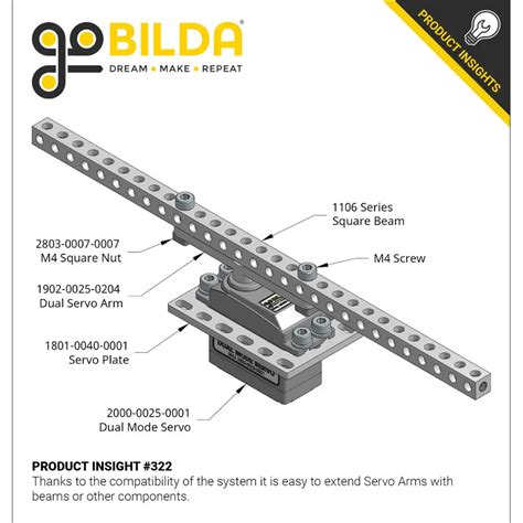 Servocity 1902 Series Dual Servo Arm 25 Tooth Spline 64mm Length