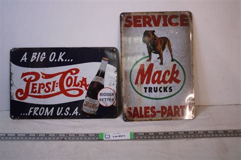 Pepsi Colaservice Mack Trucks Sales Parts Signs Bodnarus Auctioneering
