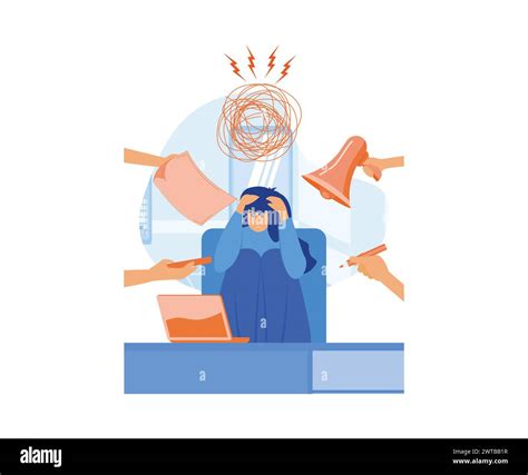 Multitasking Work Concept Business Woman Surrounded By Hands With