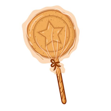 Premium Vector Korean Dalgona Candy Cute Star Shape Drawing With Plastic Wrap And Stick