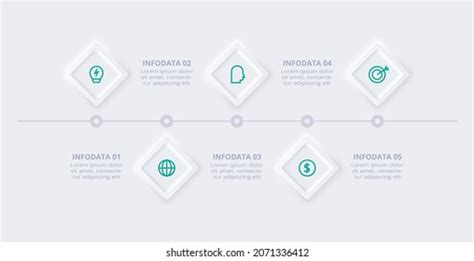 Neumorphic Flow Chart Infographic Creative Concept Stock Vector