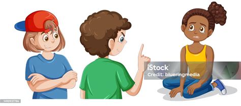 친구에게 괴롭힘을 당하는 십대 소녀 또래에게 받는 압력에 대한 스톡 벡터 아트 및 기타 이미지 또래에게 받는 압력 아이