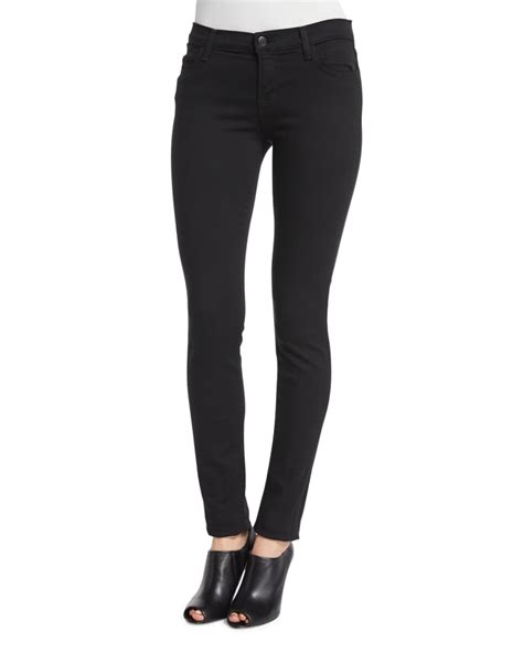 J Brand Mid Rise Super Skinny Ankle Jeans Seriously Black Neiman Marcus