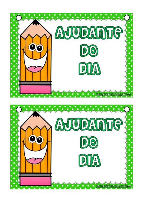Crachá Ajudante Do Dia Atividade Para Imprimir