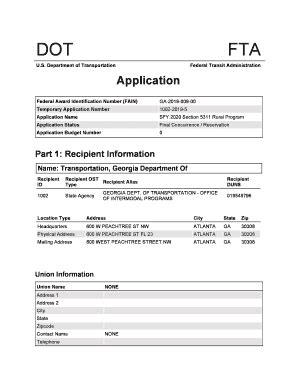 Fillable Online Rural Transit Intercity Bus FTA Section 5311 And