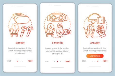 선형 개념의 모바일 앱 페이지 화면 온보딩 Vr 게임 가입 3에 대한 스톡 벡터 아트 및 기타 이미지 3 6 가상현실 Istock