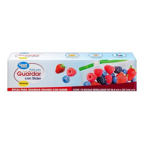 Bolsas Great Value Grandes Resellables Con Cierre 10 Pzas Walmart