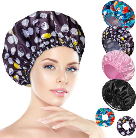 Shower Cap For Women Set Of 4 Bath Caps Double Layers